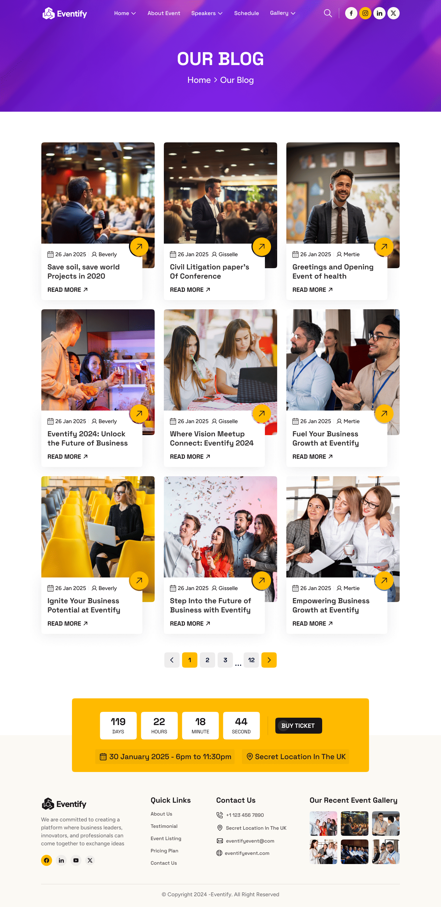 Eventify - Multi-purpose Events & Conference Figma Template by alithemes